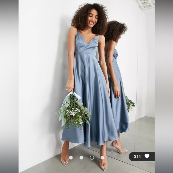 ASOS | Dresses | Asos Design Bridesmaid Satin Midi Dress With Tie Back ...